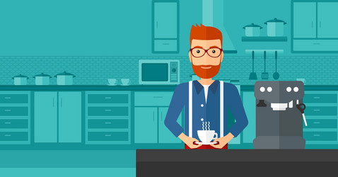 Daily routine background with working man Vector Image