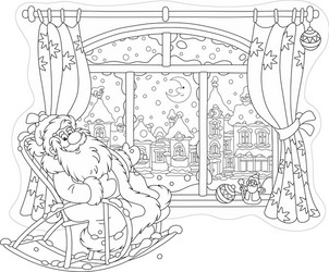 Santa claus in a rocking chair fire Royalty Free Vector