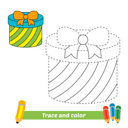 Trace and color for kids gift box Royalty Free Vector Image