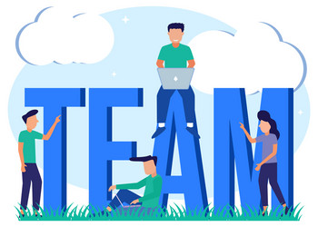 Graphic cartoon character of team work Royalty Free Vector