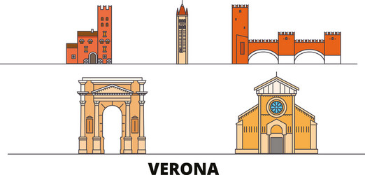 Italy verona city line cityscape flat Royalty Free Vector