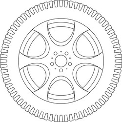 Wheel outline icon on isolated white background Vector Image