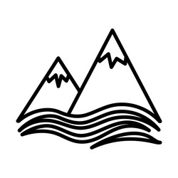 Scratchboard engraving of mountain lake Royalty Free Vector