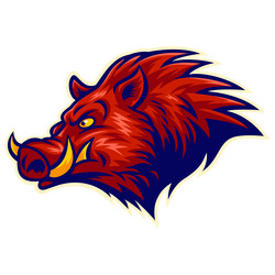 Boar wild hog head fangs logo design Royalty Free Vector