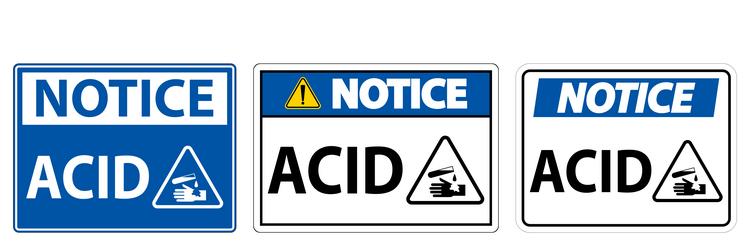 Label acid notice sign on white background Vector Image