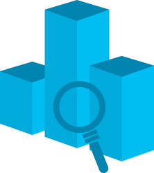 Lupe with bars chart flat style icon design Vector Image