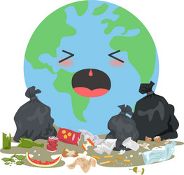 Sad planet earth with a garbage ecology concept Vector Image