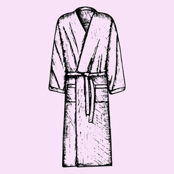 Robe for the shower bathrobe doodle sketch Vector Image
