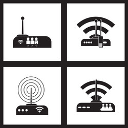 Concept flat icons in black and white wi fi modem Vector Image