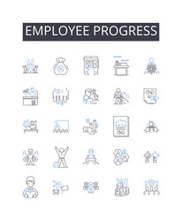 Employee progress line icons collection worker Vector Image