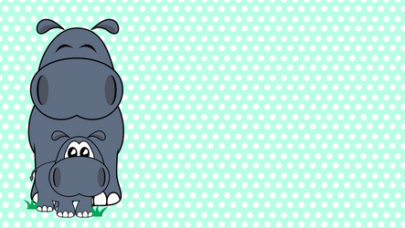 Hippo family cartoon background card in format Vector Image