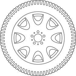 Wheel with tyre outline icon Royalty Free Vector Image