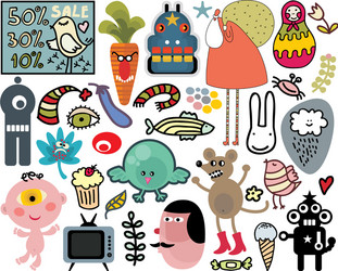 Cartoon playful basic geometric shapes characters Vector Image