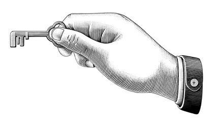 Vintage master key hand drawing engraving style Vector Image