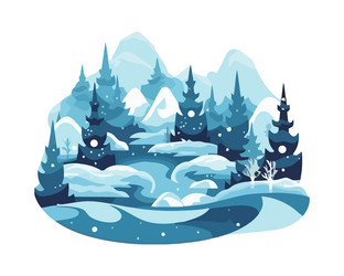 Snowscape with pines Royalty Free Vector Image