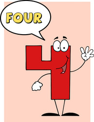 Funny cartoon numbers-4 Royalty Free Vector Image