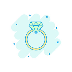 Cartoon engagement ring with diamond icon Vector Image