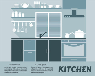 Flat modern kitchen Royalty Free Vector Image - VectorStock
