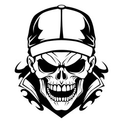 Angry skull with tuque drawing design black Vector Image