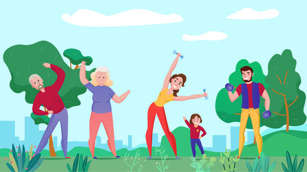 Family morning routine flat Royalty Free Vector Image