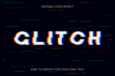 Glitch text effect editable font effect Royalty Free Vector