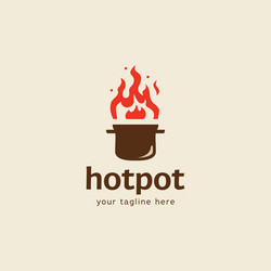 Chinese hot pot logo icon with flame hot pot logo Vector Image
