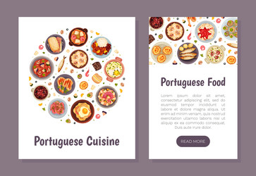 Portuguese dishes and main courses banner design Vector Image