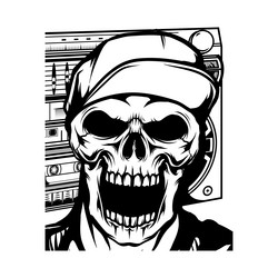 Head skeleton wearing cap Royalty Free Vector Image