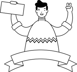 Young man celebrating with voting card avatar Vector Image