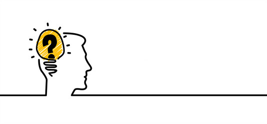 Cartoon brain electric lamp idea with question Vector Image