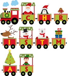 Cute animals on train Royalty Free Vector Image