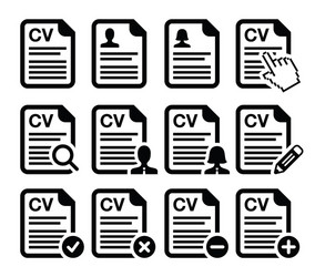 Cv - curriculum vitae resume buttons set Vector Image