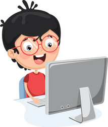 Kid with computer Royalty Free Vector Image - VectorStock