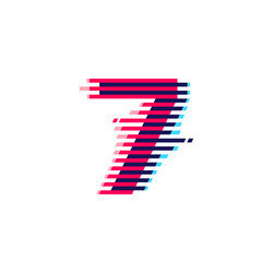 7 logo number seven with sound wave flow vibrant Vector Image