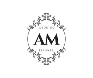 Am initials letter wedding monogram logos Vector Image