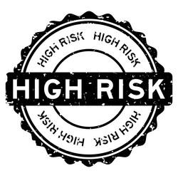 Grunge red high risk word round rubber seal stamp Vector Image