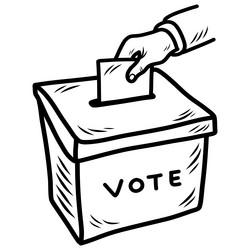 Hand voting ballot box doodle drawing election Vector Image