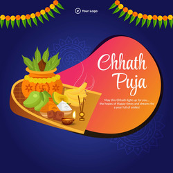 Happy chhath puja banner design template Vector Image