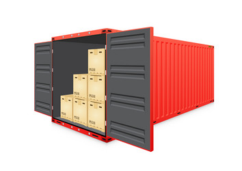 Freight shipping open cargo containers Royalty Free Vector