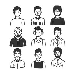Cartoon men heads set Royalty Free Vector Image