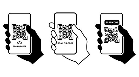 Qr code frame set scan for smartphone Royalty Free Vector