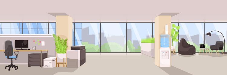 Modern office interior with big windows office Vector Image