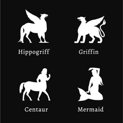 Mythical creatures cards set Royalty Free Vector Image