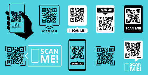 Qr code frame set scan for smartphone Royalty Free Vector