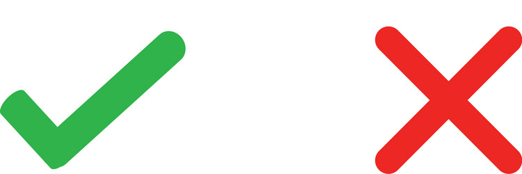 Correct no yes icon right symbol check mark Vector Image