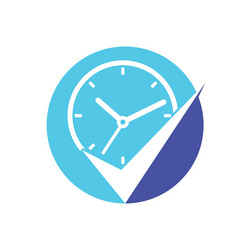 Check mark with clock icon logo design Royalty Free Vector