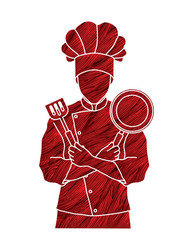 Chef cook standing crossed arms Royalty Free Vector Image