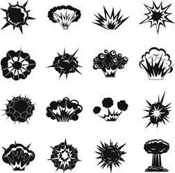 Explosion fireworks and boom icons set on white Vector Image