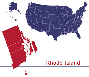 Rhode island state in the united states map Vector Image