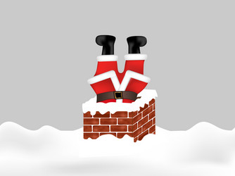 Santa claus stuck in chimney upside down Vector Image
